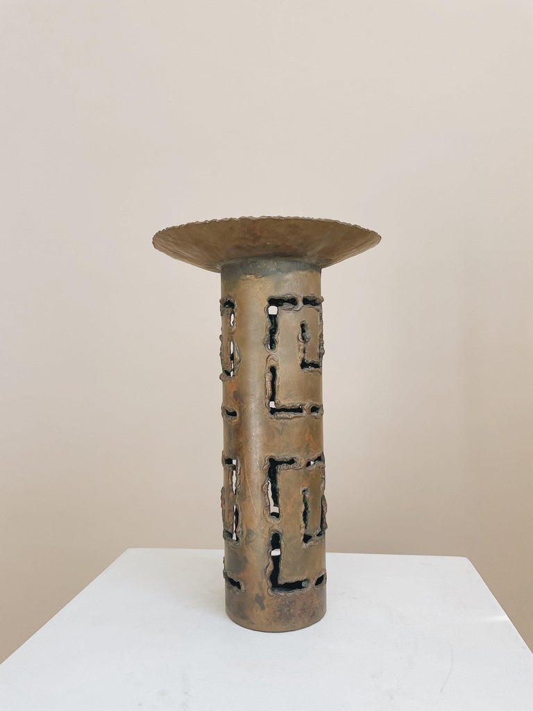 Torch Cut Handmade Copper Candle Plinth For Sale at 1stDibs