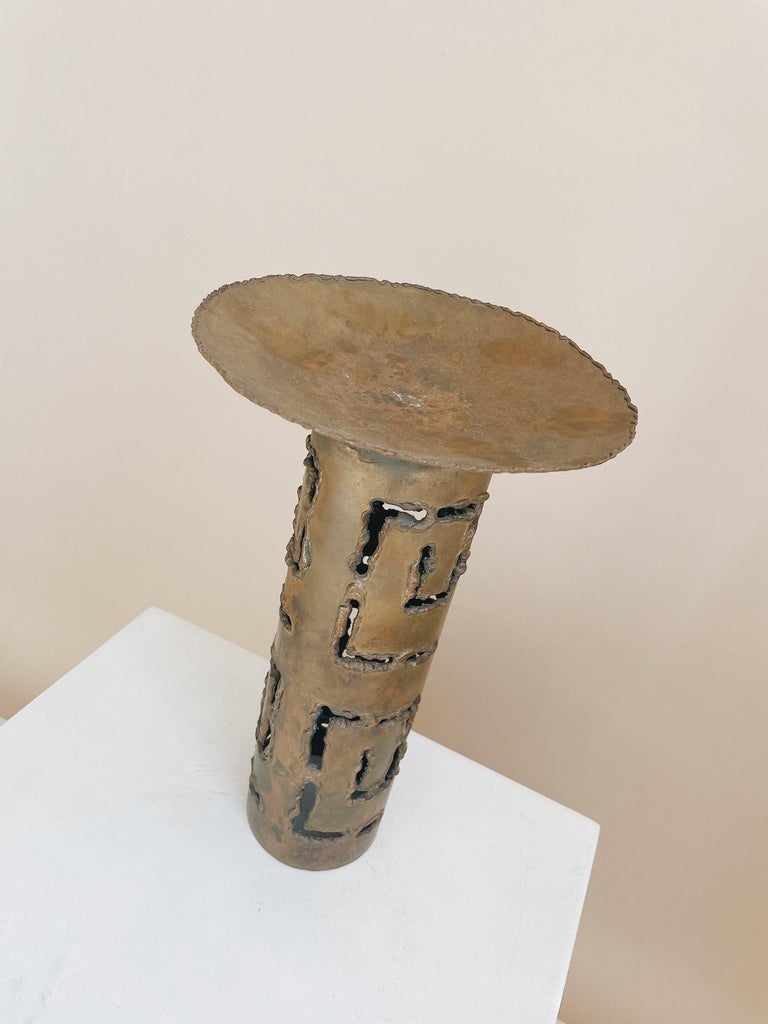 Torch Cut Handmade Copper Candle Plinth For Sale at 1stDibs