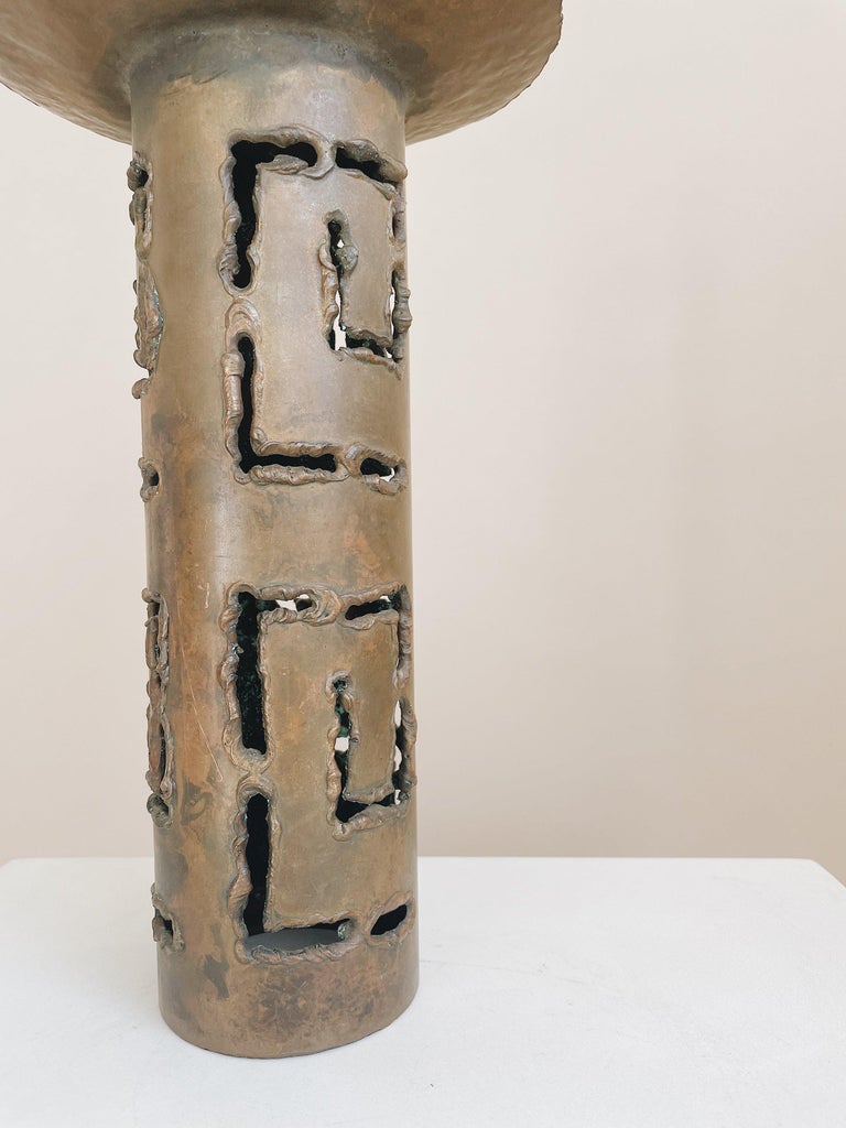 Torch Cut Handmade Copper Candle Plinth For Sale at 1stDibs