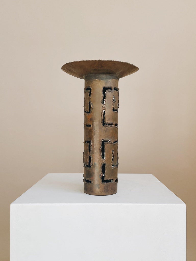 Torch Cut Handmade Copper Candle Plinth For Sale at 1stDibs