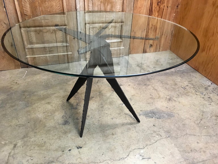 Torch Cut Steel Brutal Dining Table at 1stDibs