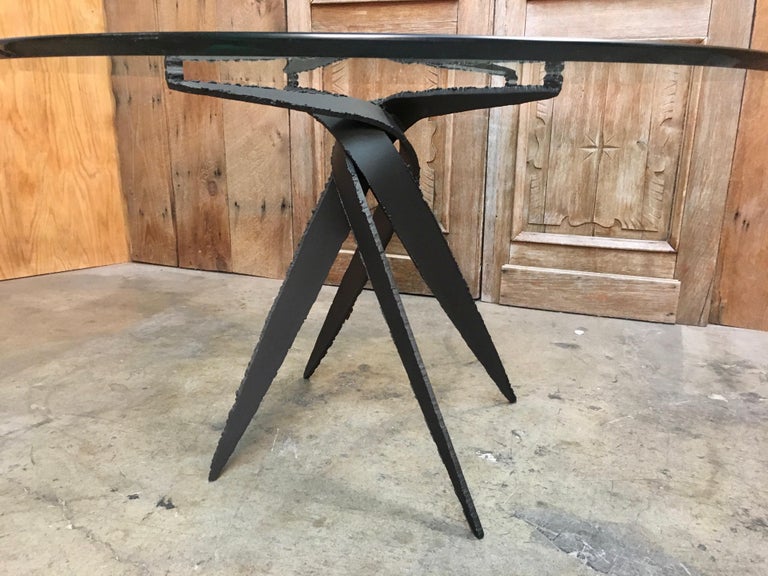 Torch Cut Steel Brutal Dining Table at 1stDibs