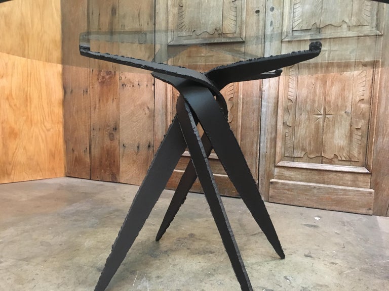 Torch Cut Steel Brutal Dining Table at 1stDibs