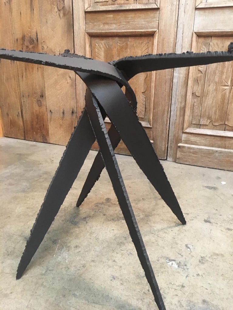 Torch Cut Steel Brutal Dining Table at 1stDibs