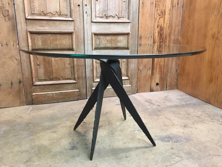 Torch Cut Steel Brutal Dining Table at 1stDibs