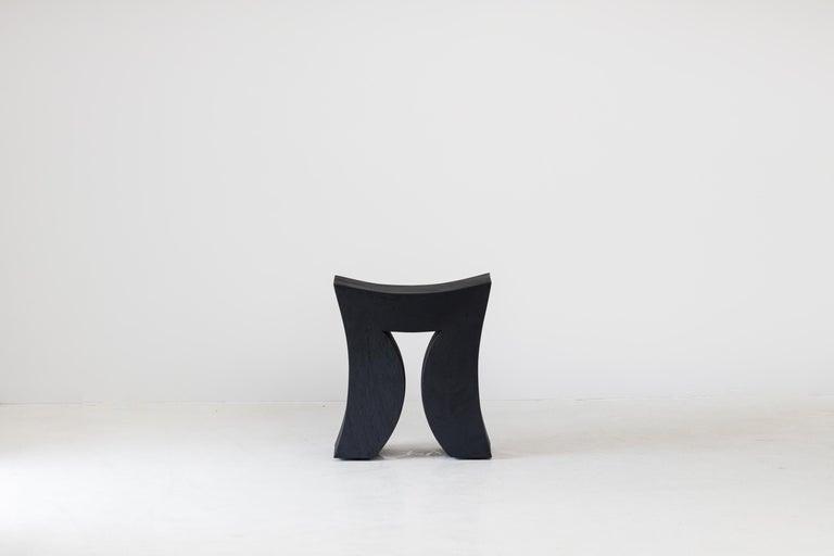 Torii, Rough Black Acacia Wood Stool For Sale at 1stDibs
