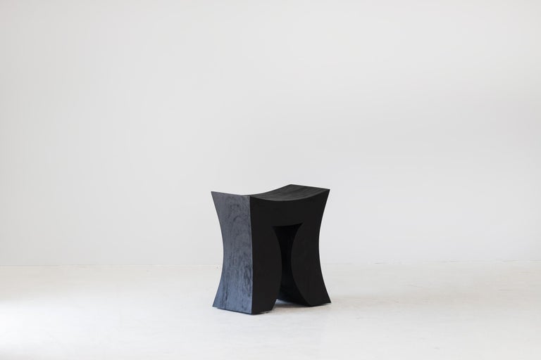 Torii, Rough Black Acacia Wood Stool For Sale at 1stDibs