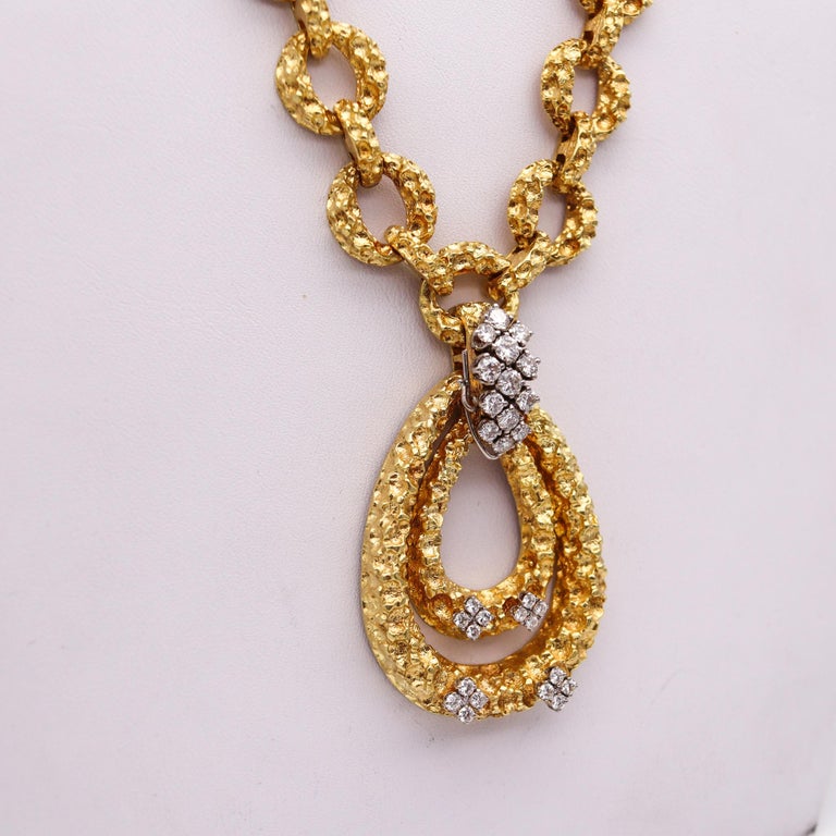 Torino Mid Century Convertible Necklace Sautoir 18Kt Gold With 2.15 Ctw ...