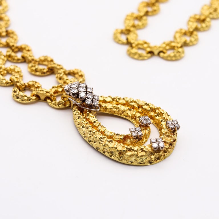 Torino Mid Century Convertible Necklace Sautoir 18Kt Gold With 2.15 Ctw ...