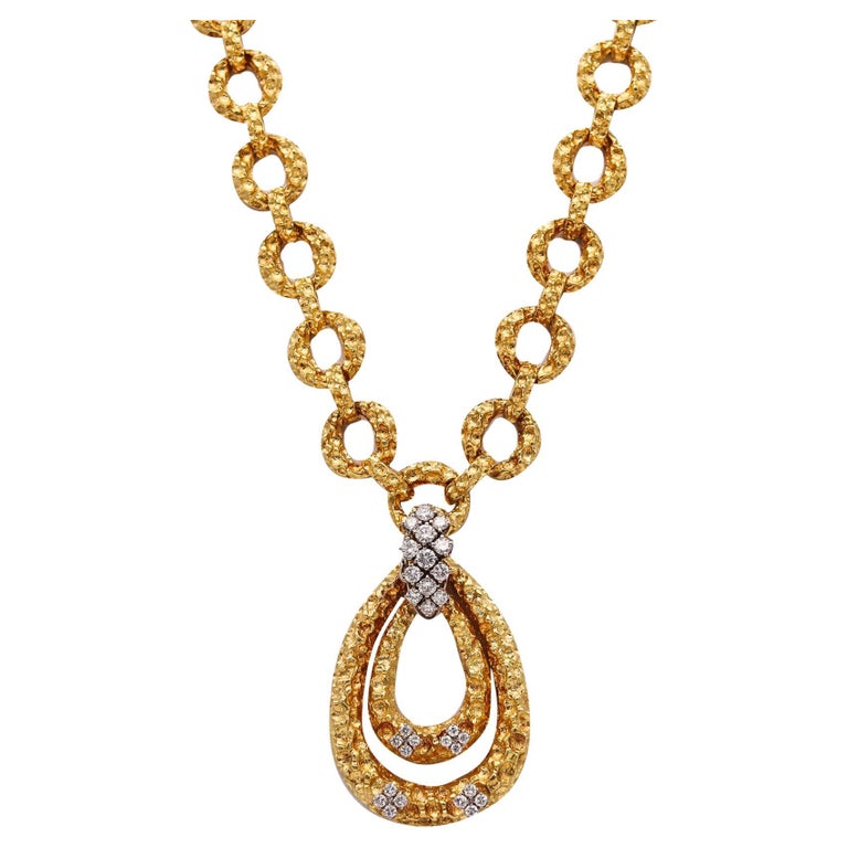 Torino Mid Century Convertible Necklace Sautoir 18Kt Gold With 2.15 Ctw ...