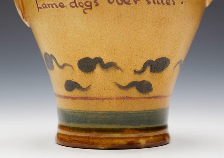 Torquay Arts and Crafts Art Pottery Floral Painted Mottoware Water Jug ...