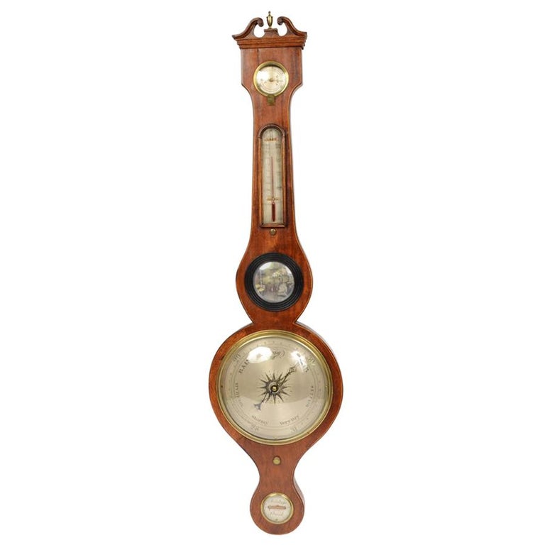Torricelli Barometer, Mahogany Thermometer and Hygrometer at 1stDibs