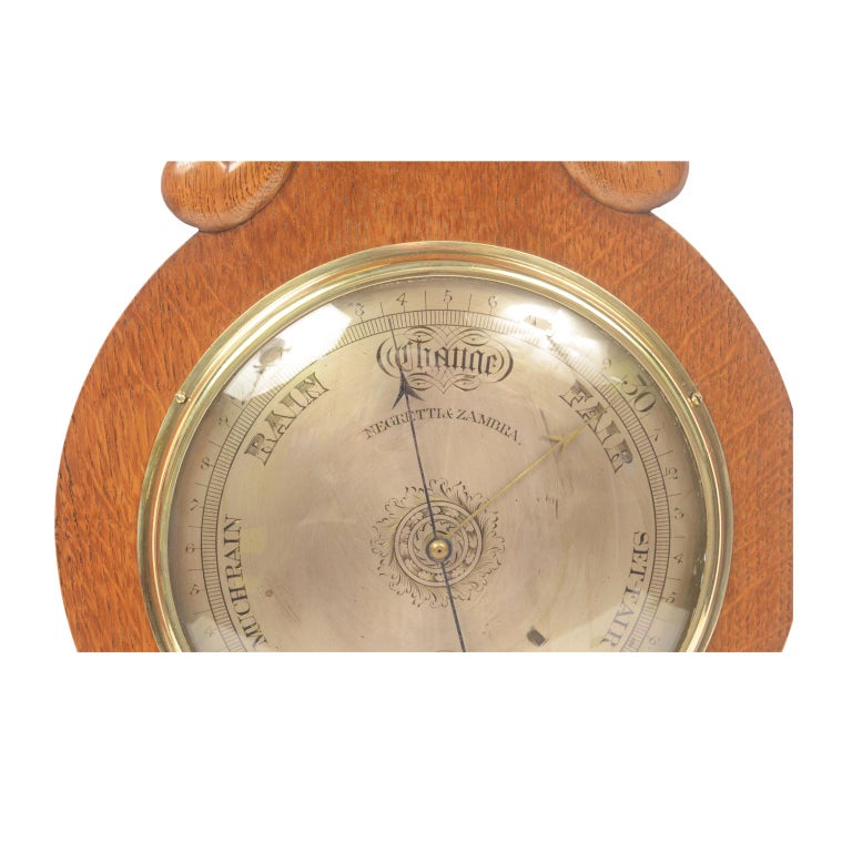 1860s Torricellian Barometer Oak Wood Negretti and Zambra Old Weather ...