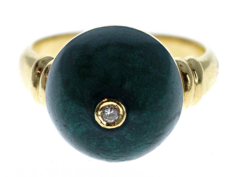 Torrini 18 Karat Yellow Gold, Enamel and Diamond Ring 8.8g with Papers ...