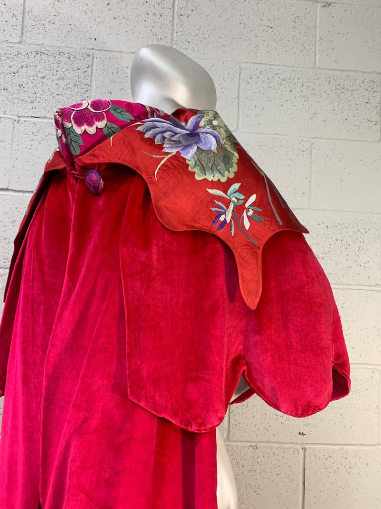 Torso Creations 1920s Shocking Pink Silk Panne Velvet Cape w ...