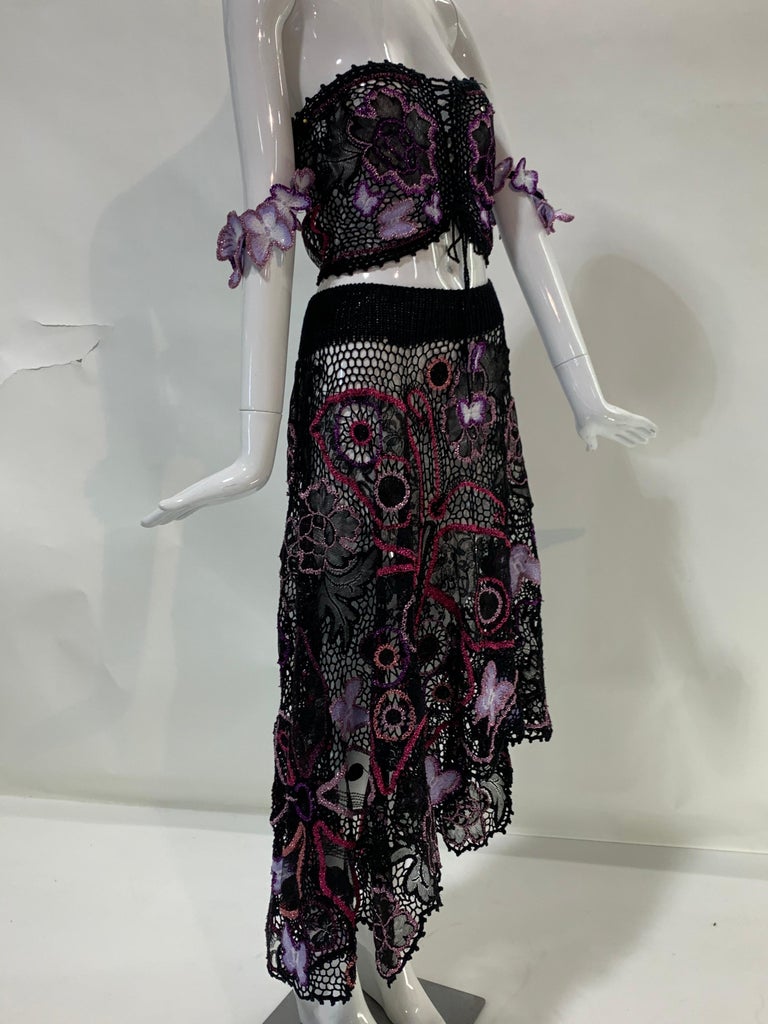 Torso Creations 2-Piece BoHo Crochet and Butterfly Applique Skirt and ...