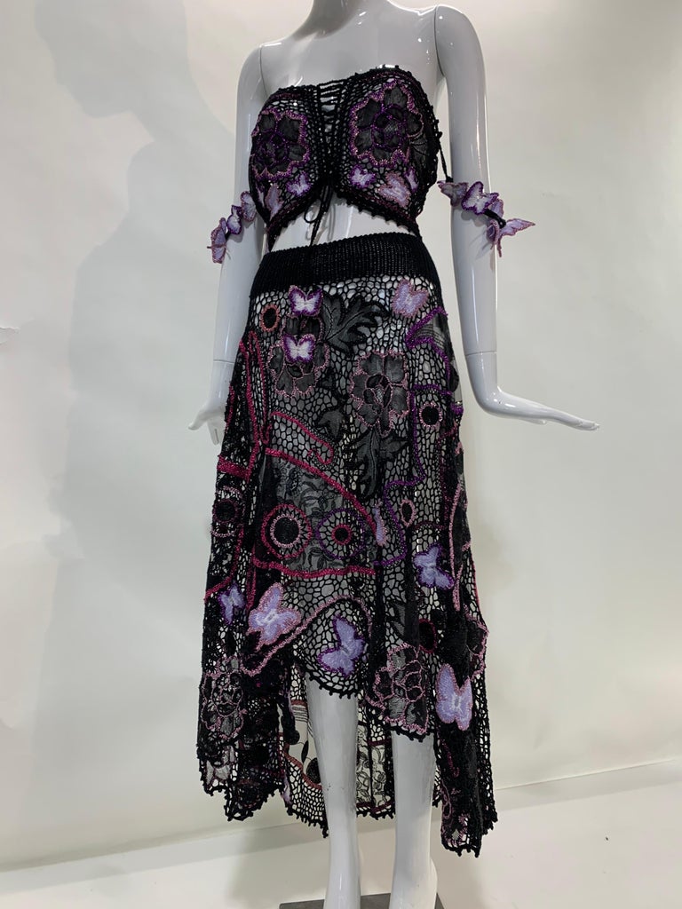 Torso Creations 2-Piece BoHo Crochet and Butterfly Applique Skirt and ...