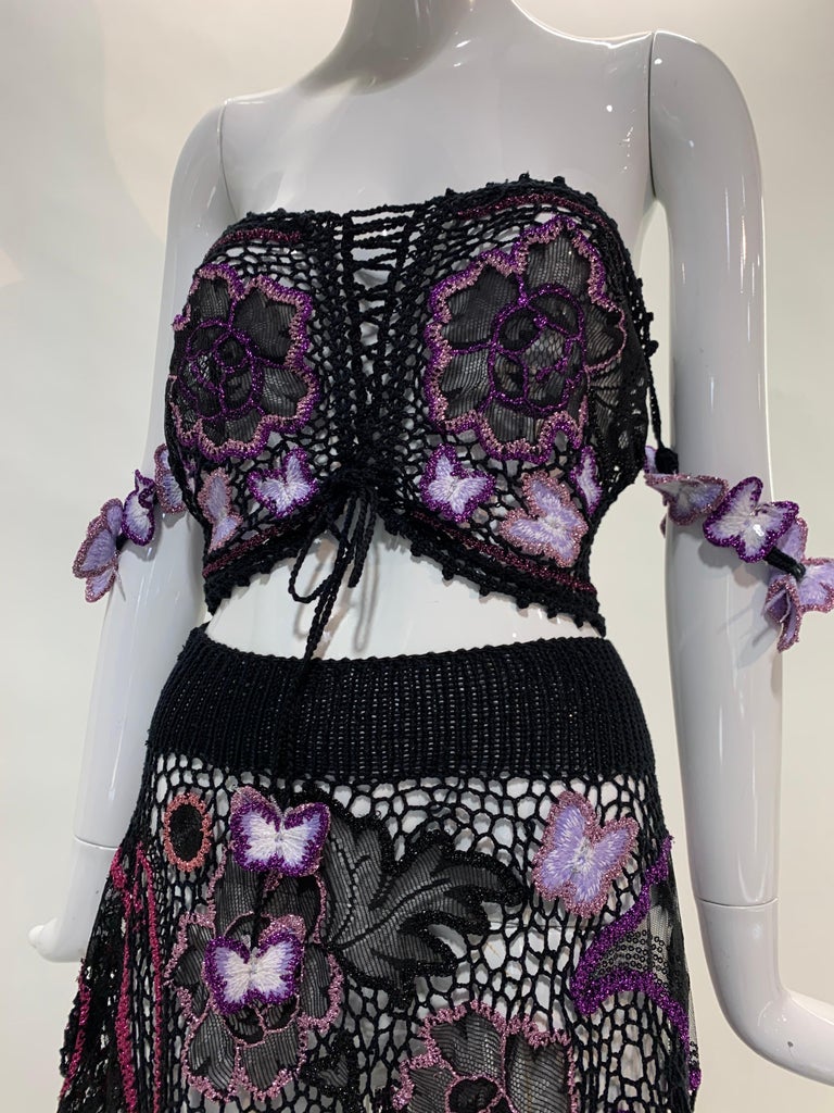 Torso Creations 2-Piece BoHo Crochet and Butterfly Applique Skirt and ...