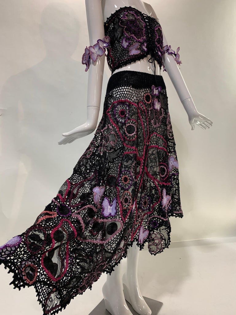 Torso Creations 2-Piece BoHo Crochet and Butterfly Applique Skirt and ...