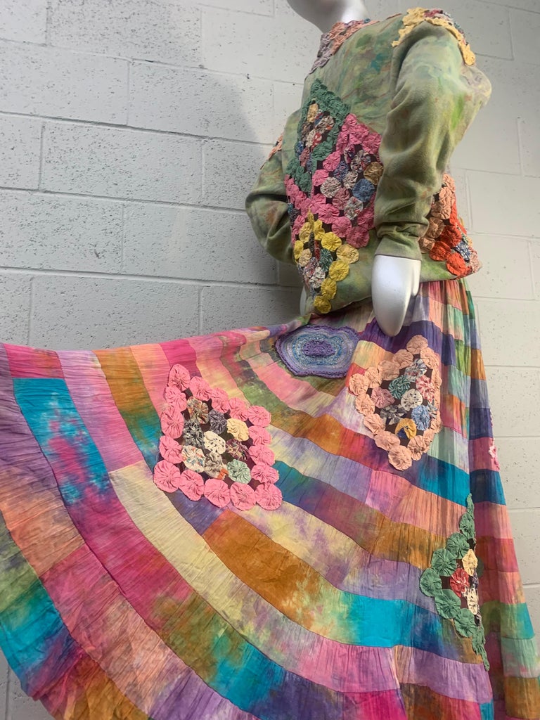 Torso Creations 2-Piece Tie Dye Patchwork Crochet Quilted Skirt and ...