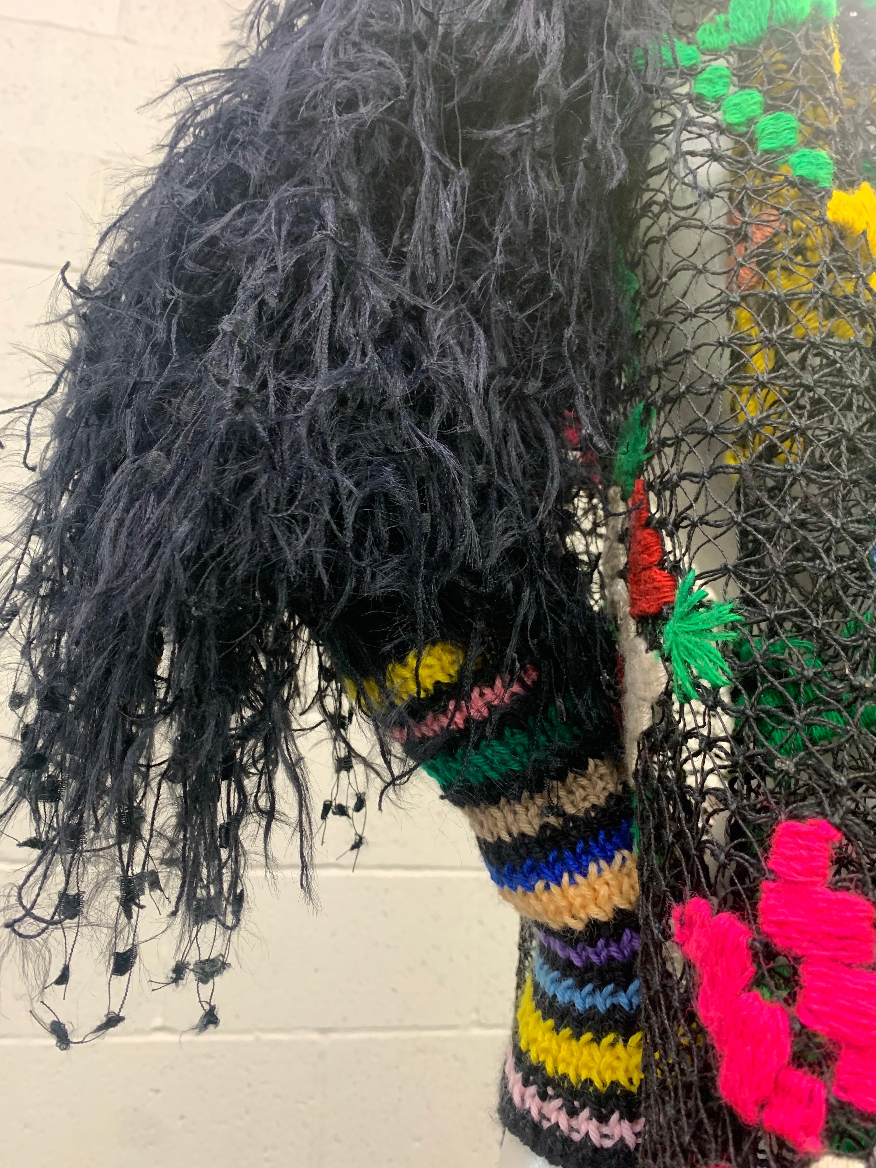 Torso Creations Black Woven and Embroidered Hooded Fringe Boho Maxi ...