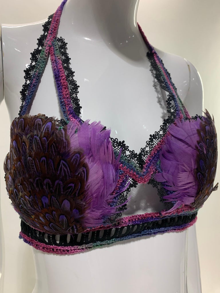 Torso Creations Feathered Lace Bralette in Purple and Black Lace and ...