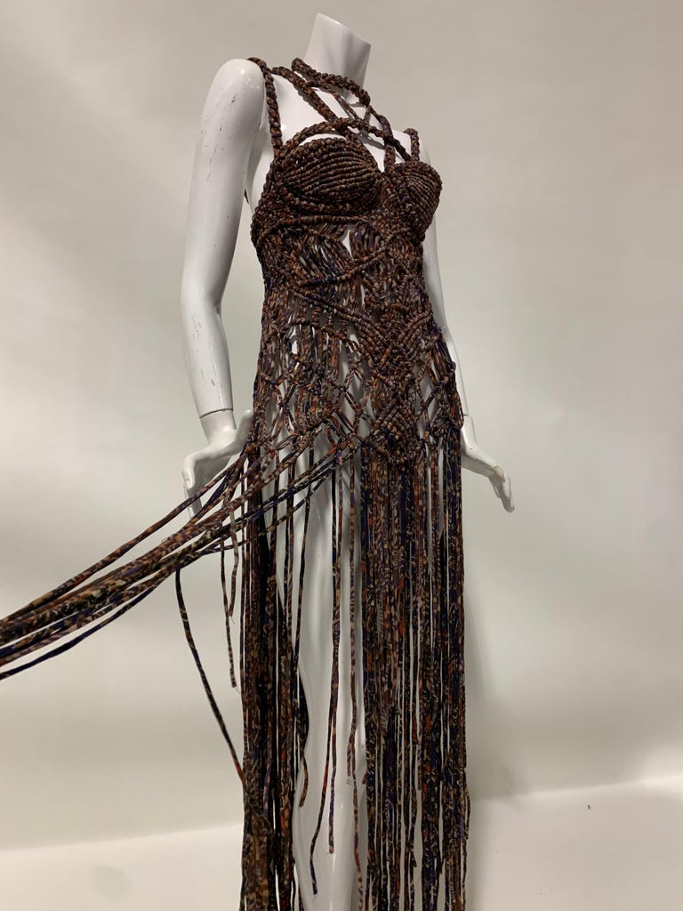 Torso Creations “Ibiza” Macrame Gown W/ Sculpted Bodice and Fringe For ...