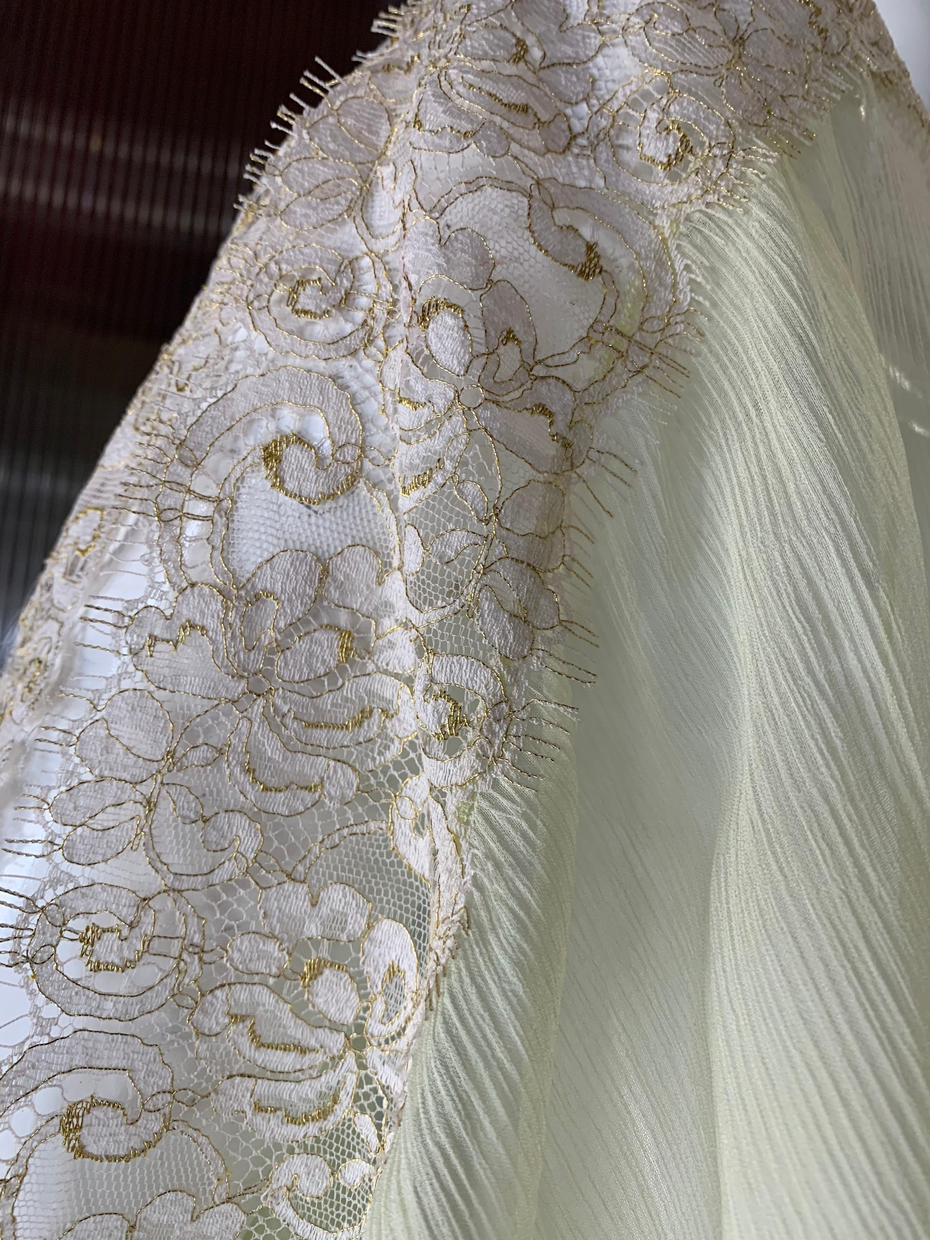 Torso Creations Lemon Silk Chiffon Goddess Gown W/ Soft Gold Metallic ...