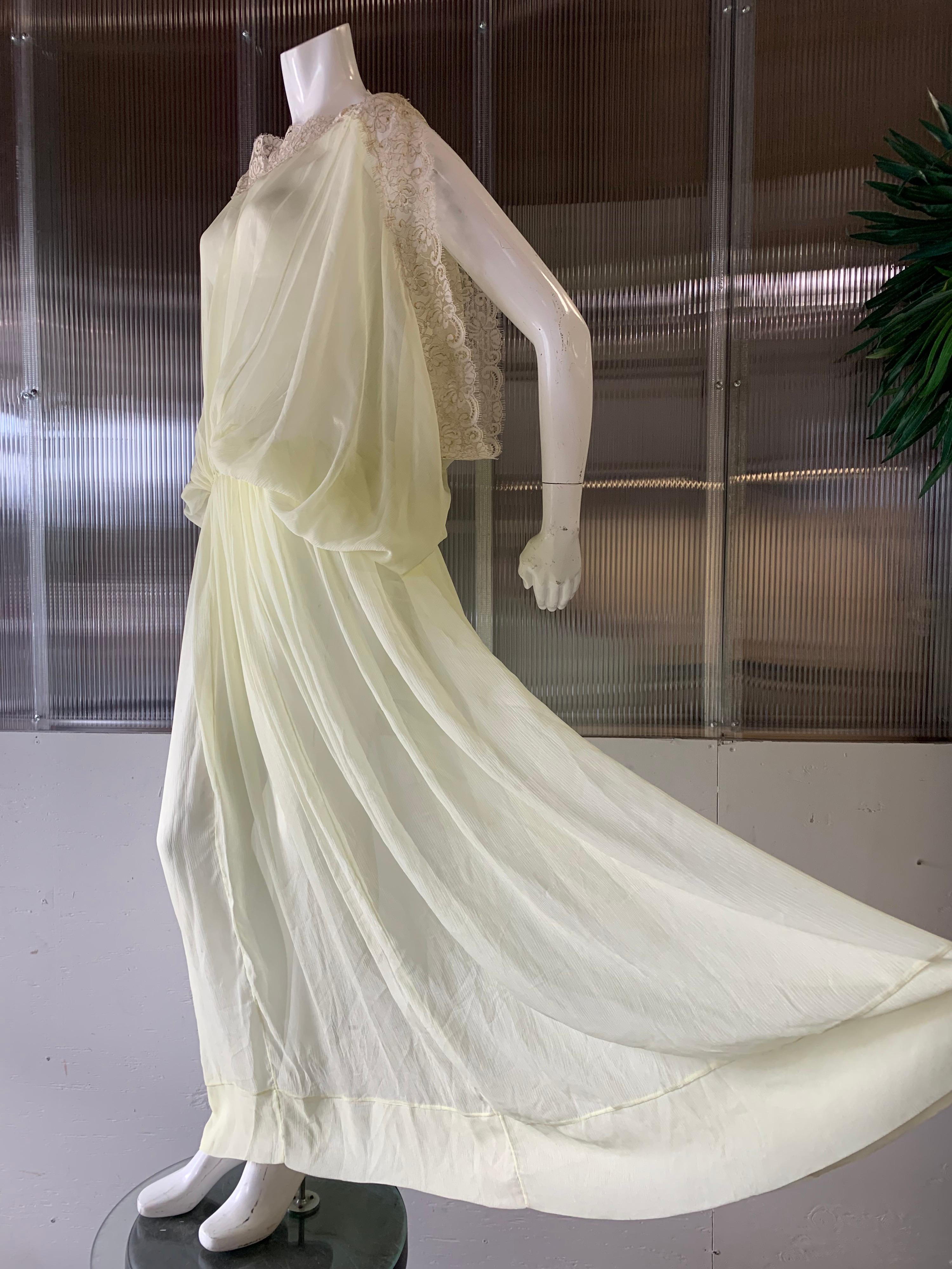 Torso Creations Lemon Silk Chiffon Goddess Gown W/ Soft Gold Metallic ...