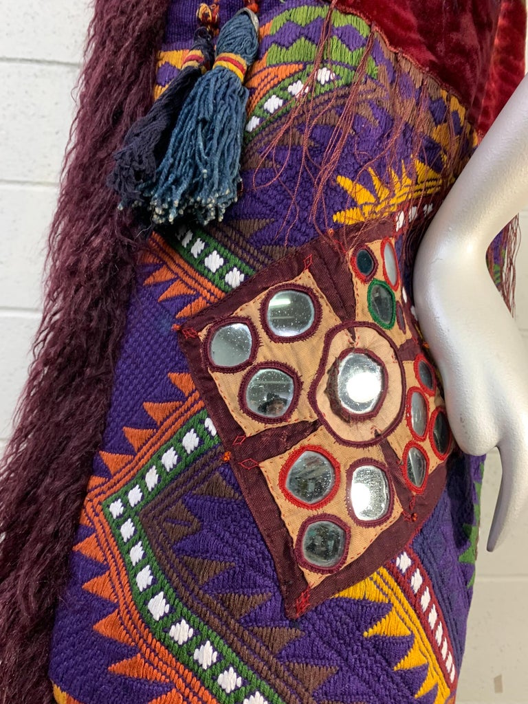 Torso Creations Merlot Mongolian Fur Bohemian Vest w Patchwork and ...