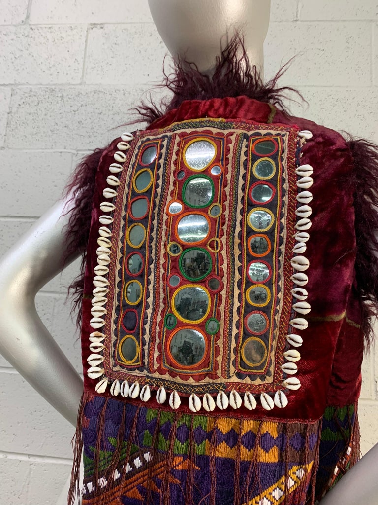 Torso Creations Merlot Mongolian Fur Bohemian Vest w Patchwork and ...