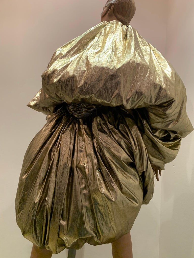 Torso Creations Over Sized Gold Lame Balloon Cocoon Cape Coat at 1stDibs