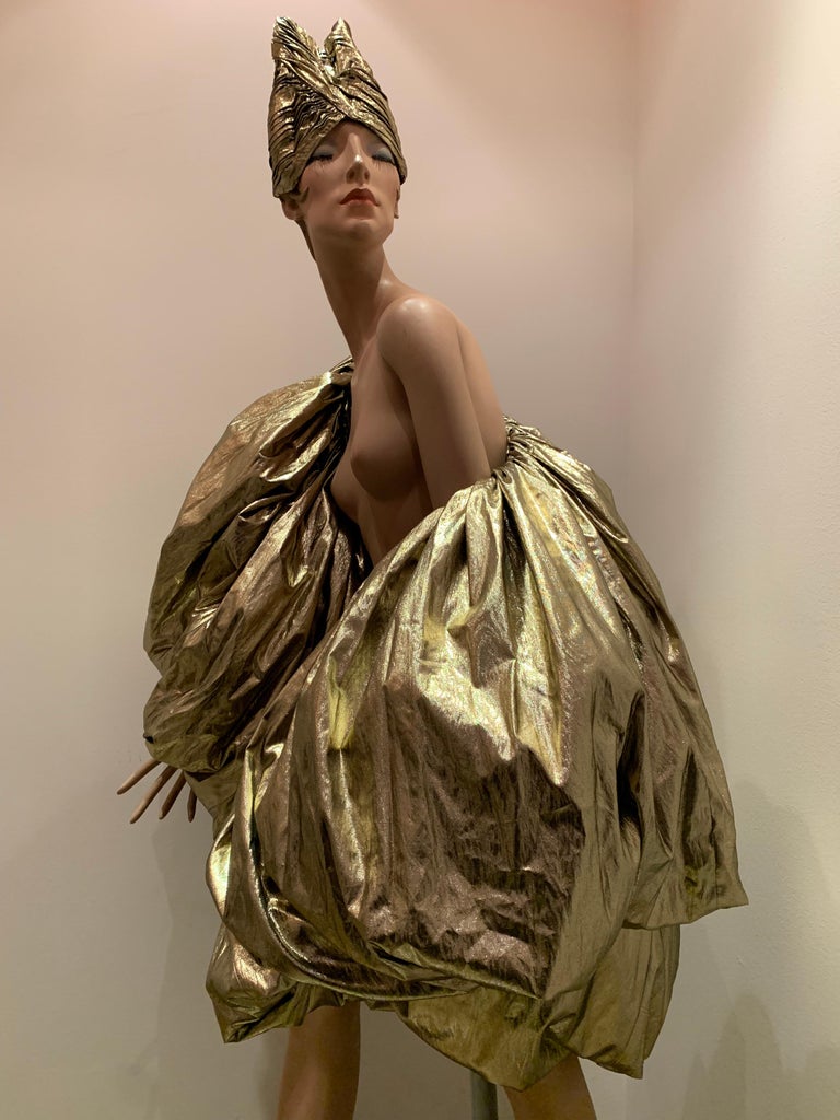 Torso Creations Over Sized Gold Lame Balloon Cocoon Cape Coat at 1stDibs