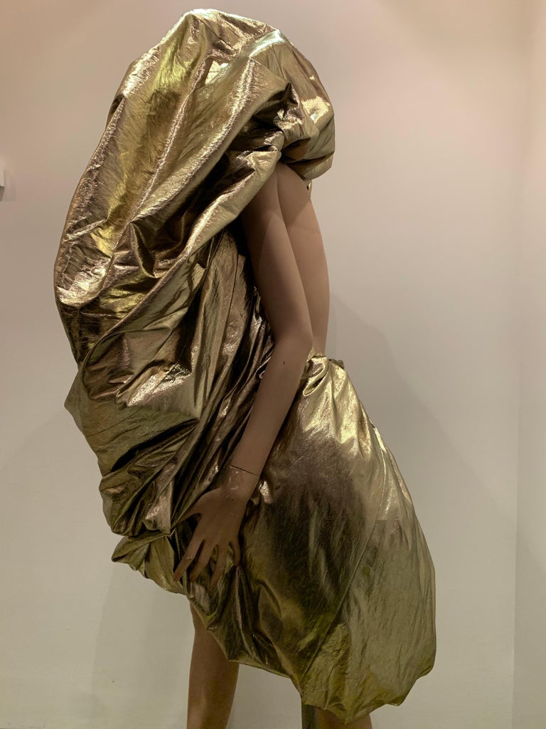 Torso Creations Over Sized Gold Lame Balloon Cocoon Cape Coat at 1stDibs