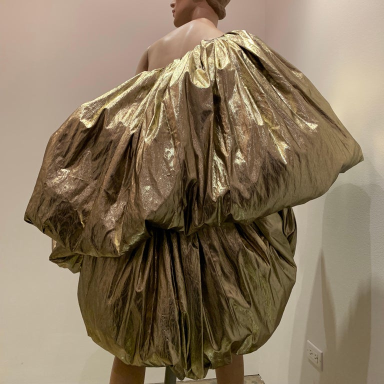 Torso Creations Over Sized Gold Lame Balloon Cocoon Cape Coat at 1stDibs