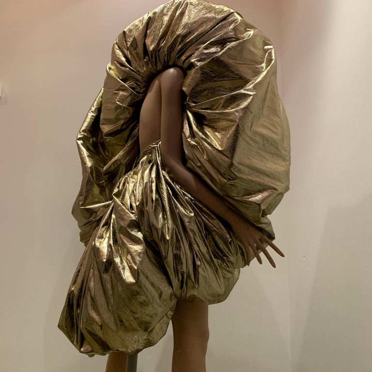 Torso Creations Over Sized Gold Lame Balloon Cocoon Cape Coat at 1stDibs