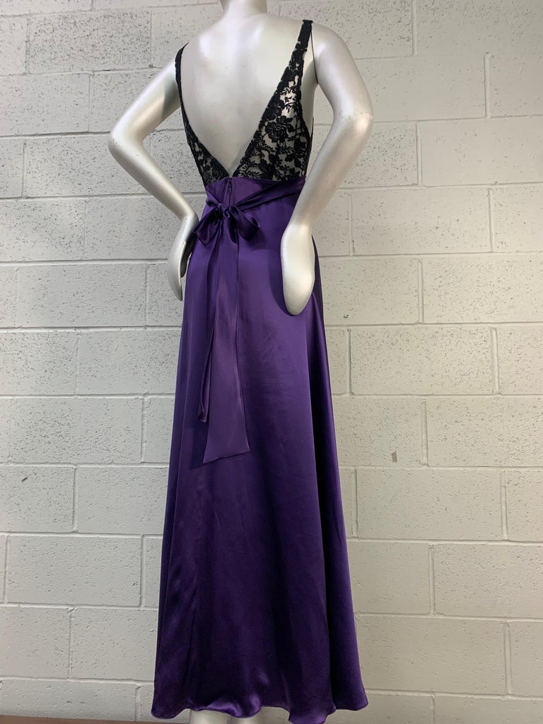 Torso Creations Royal Silk Slip Dress w Hi-Low Hem and Lace Inset and ...