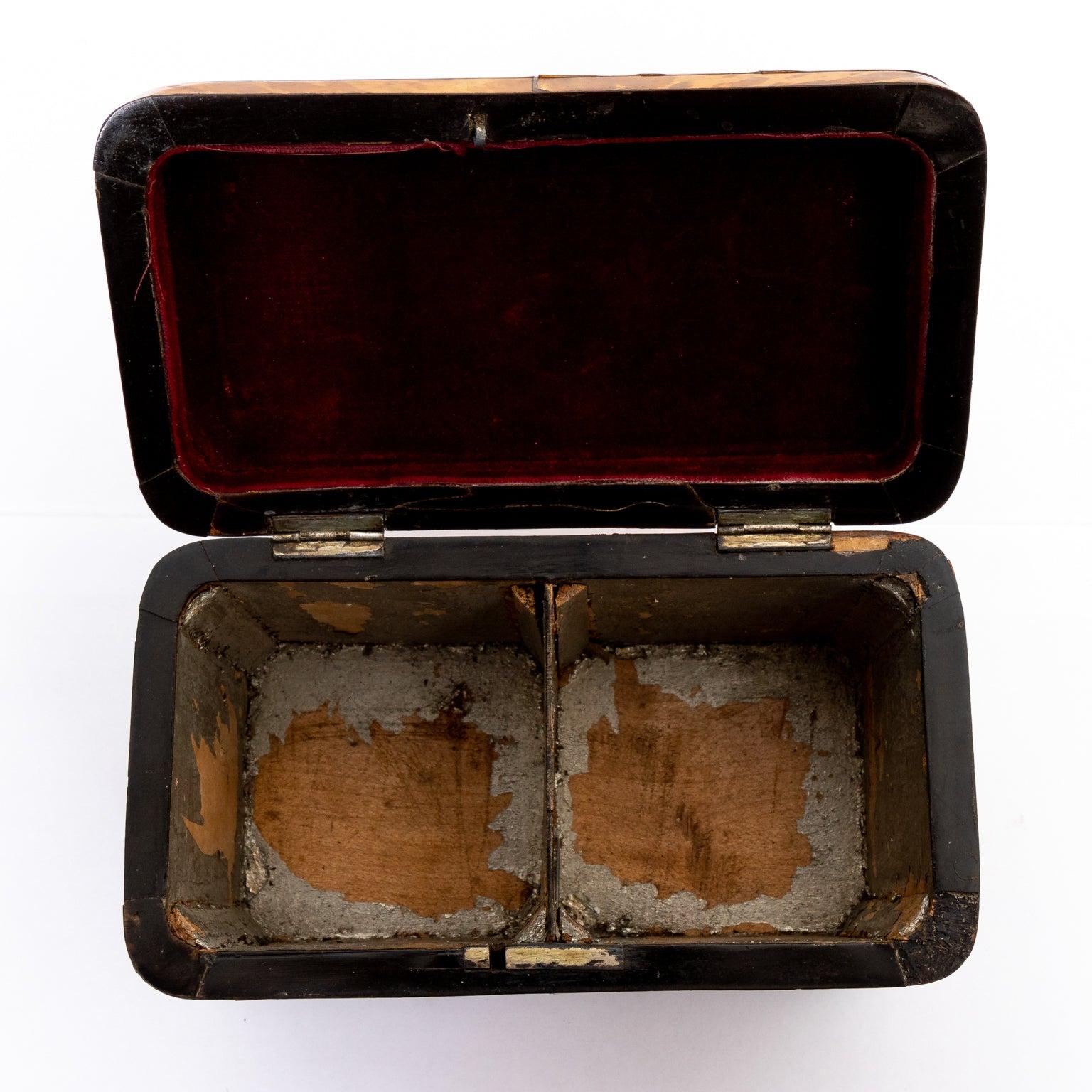 Tortoise Shell 19th Century English Tea Caddy with Brass Feet For Sale ...