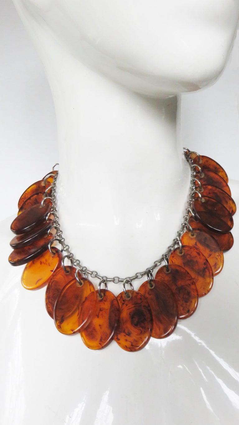 Tortoise Shell Bakelite Disc Necklace 1940s For Sale at 1stDibs