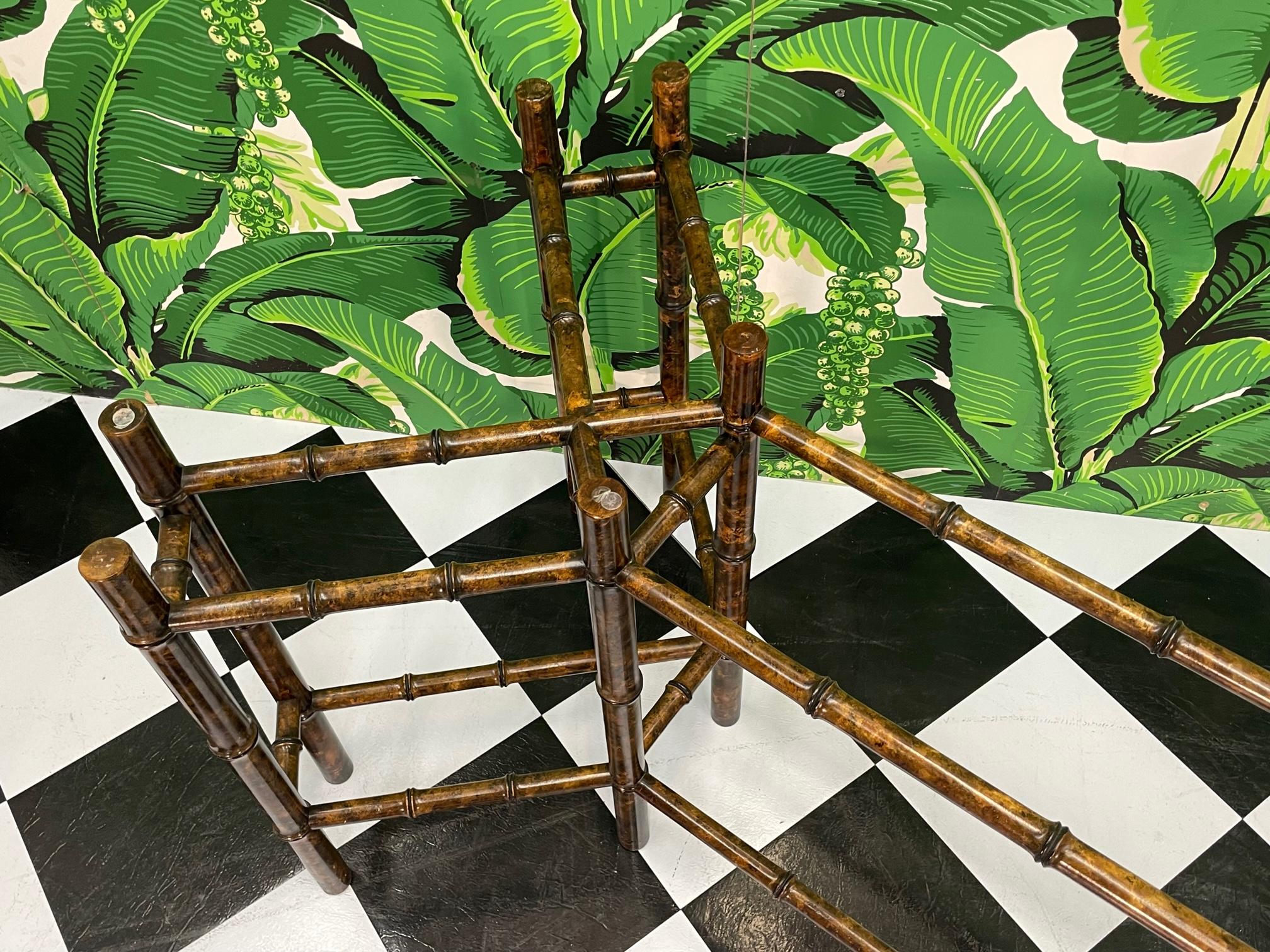 Tortoise Shell Faux Bamboo Dining Table Base For Sale at 1stDibs
