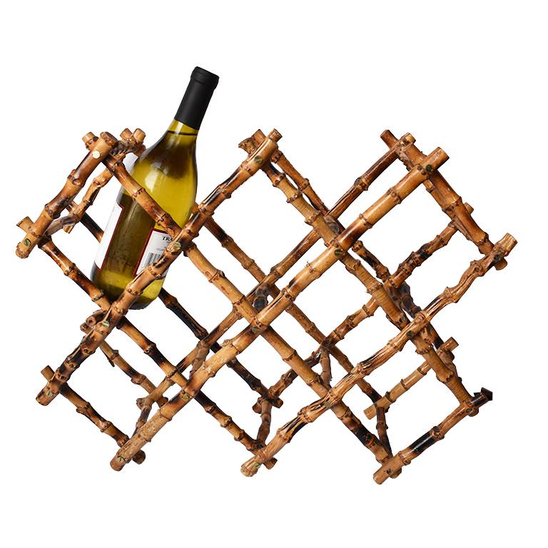 Classical Burnt Tortoise or Scorched Bamboo Collapsable 8 Bottle Wine ...
