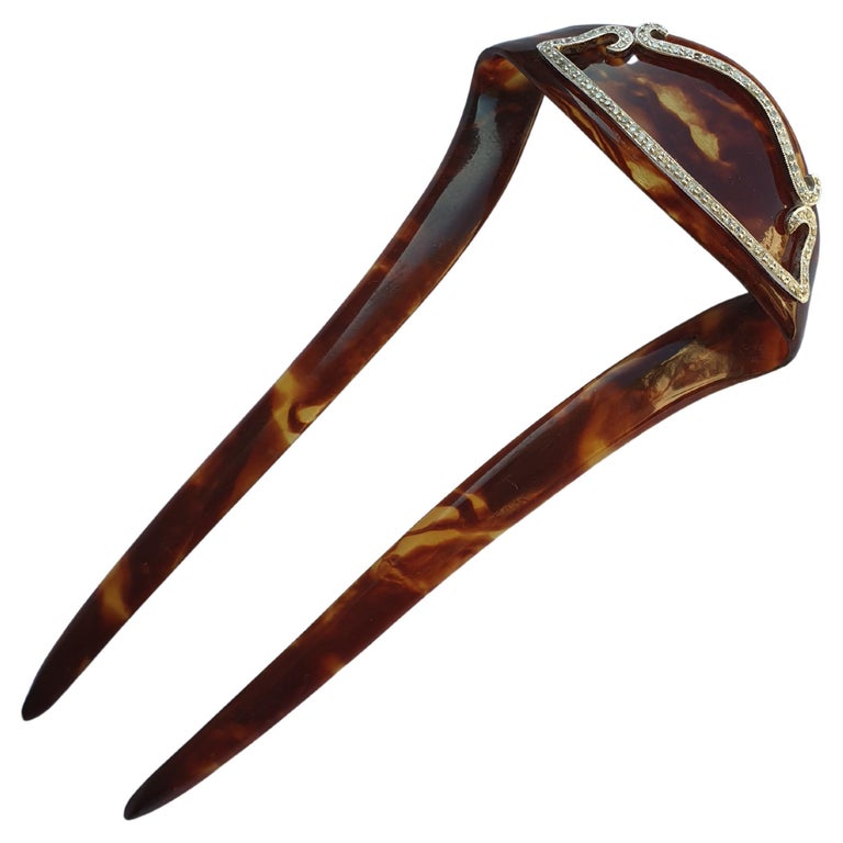 Tortoiseshell Hair Side Comb with Diamonds For Sale at 1stDibs