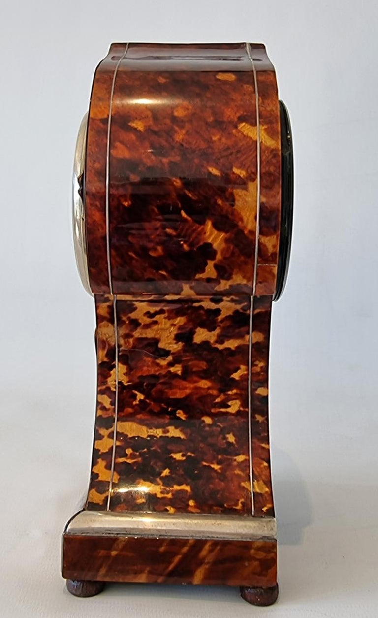 Tortoiseshell Mantel Clock with Silver Inlay and Stringing For Sale at ...