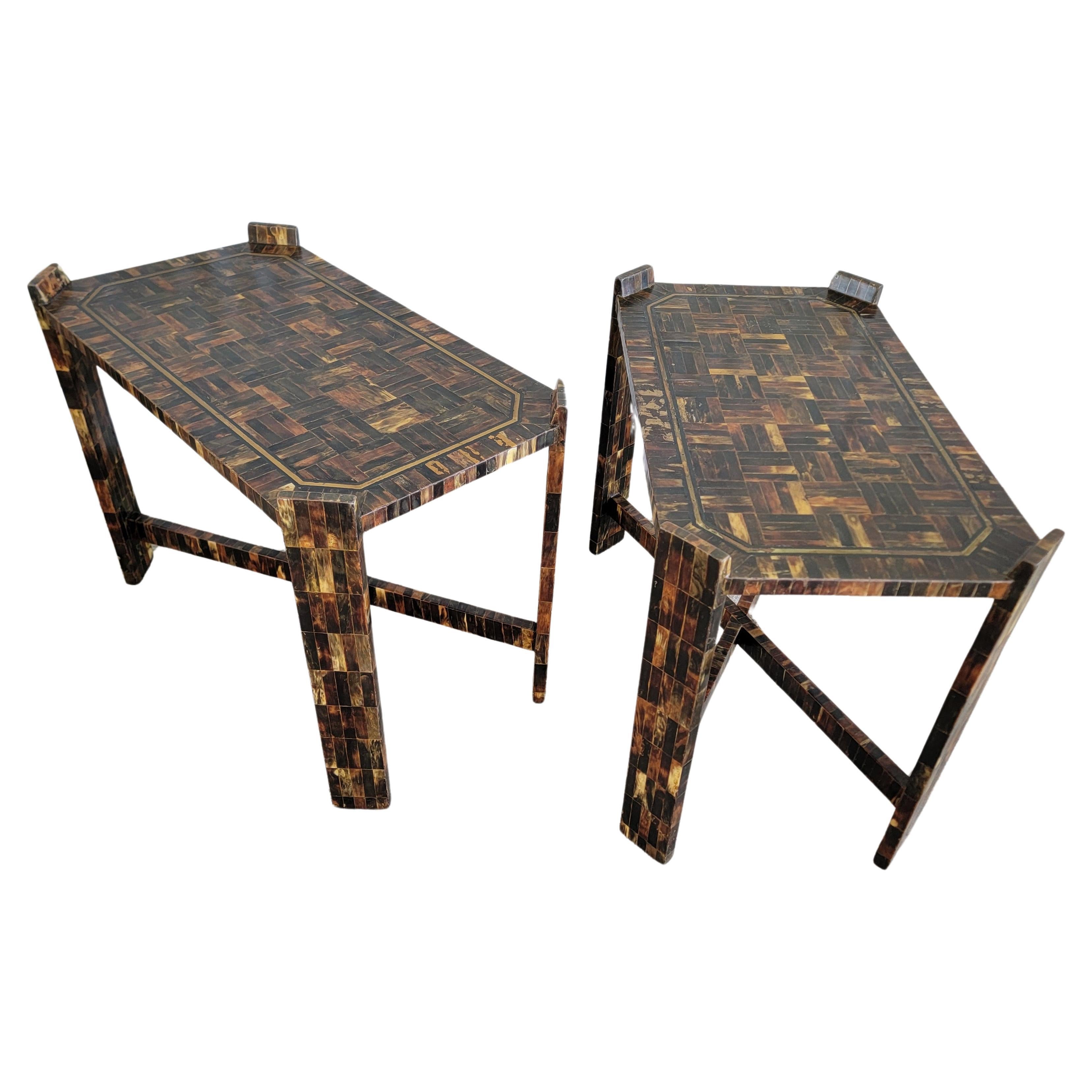 Tortoiseshell Rectangular End Tables at 1stDibs