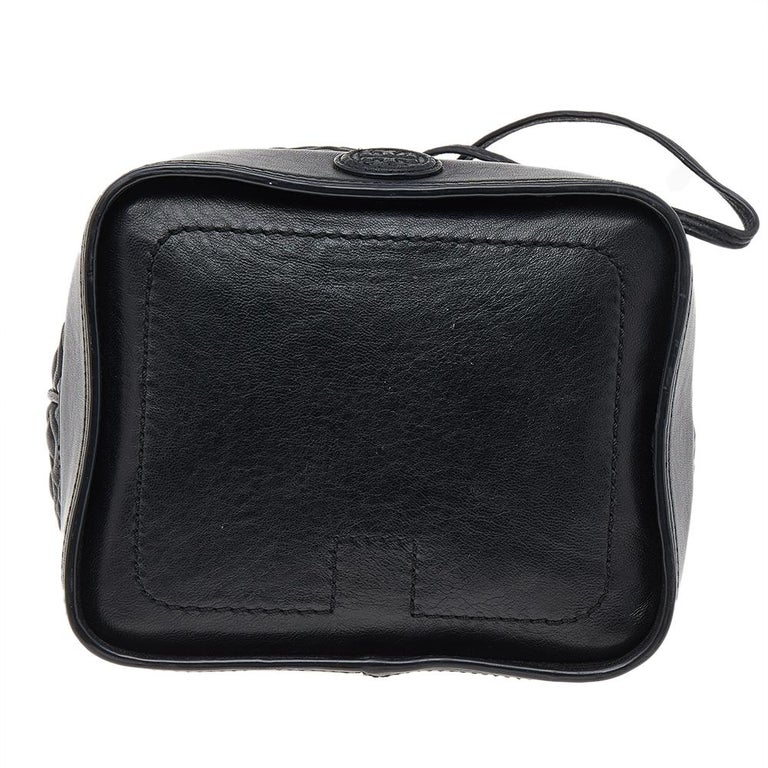 Tory Burch Black Leather Drawstring Bucket Bag at 1stDibs
