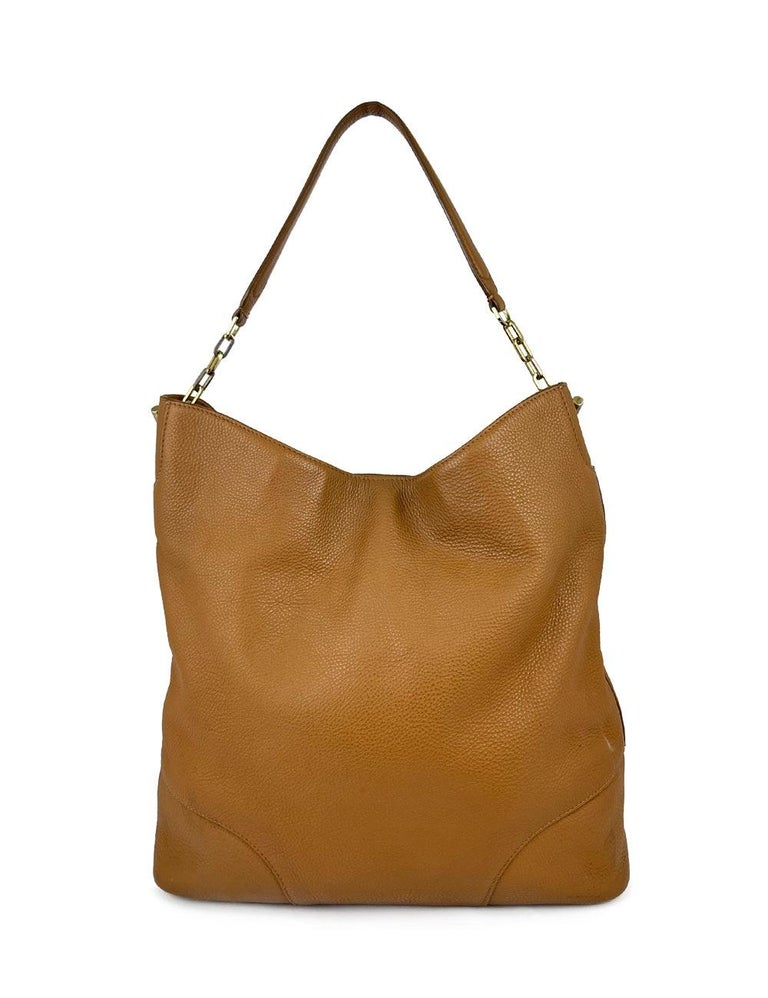 Tory Burch Brown Leather Bucket Handbag For Sale at 1stDibs