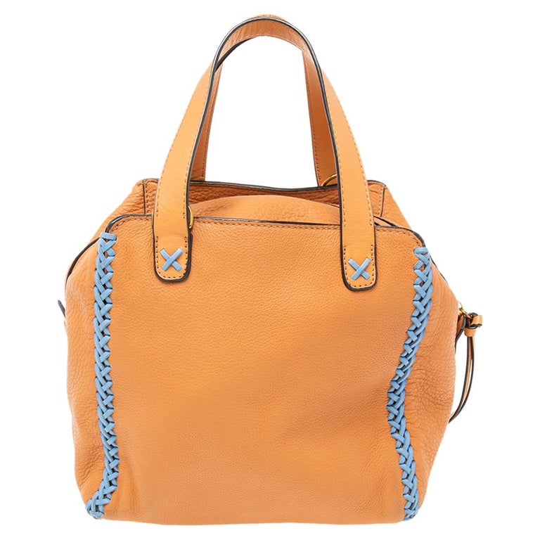 Tory Burch Brown Leather Whipstitched Satchel at 1stDibs