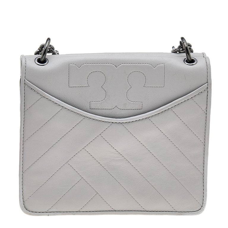 Tory Burch Grey Leather Alexa Convertible Shoulder Bag For Sale at 1stDibs