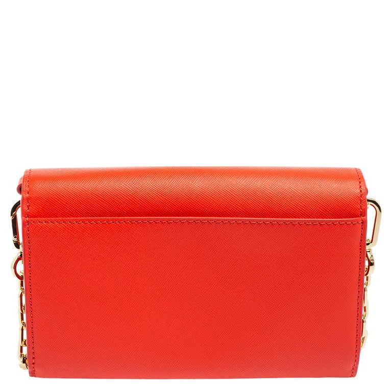 Tory Burch Red Leather Robinson Wallet On Chain For Sale at 1stDibs
