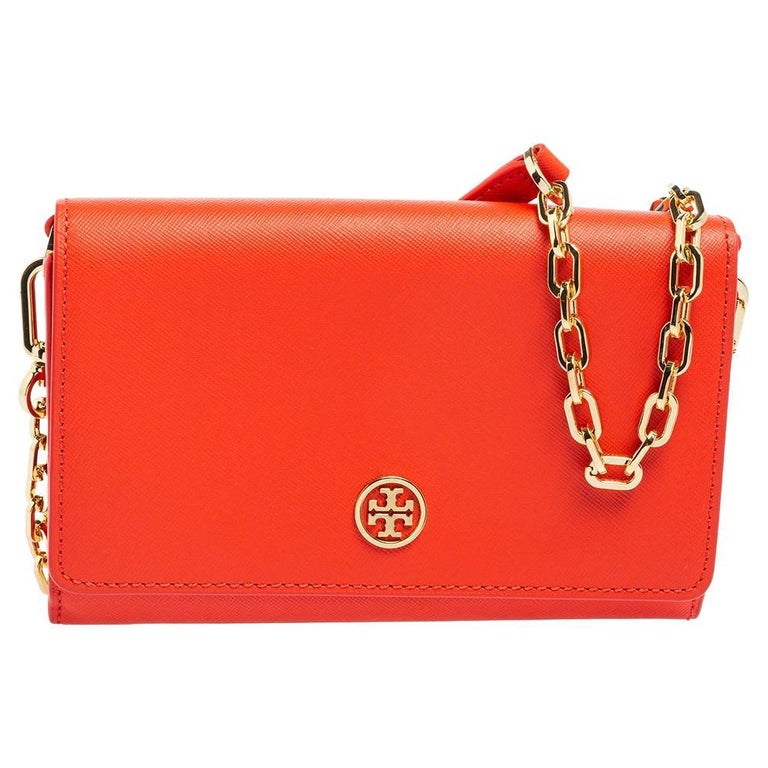 Tory Burch Red Leather Robinson Wallet On Chain For Sale at 1stDibs